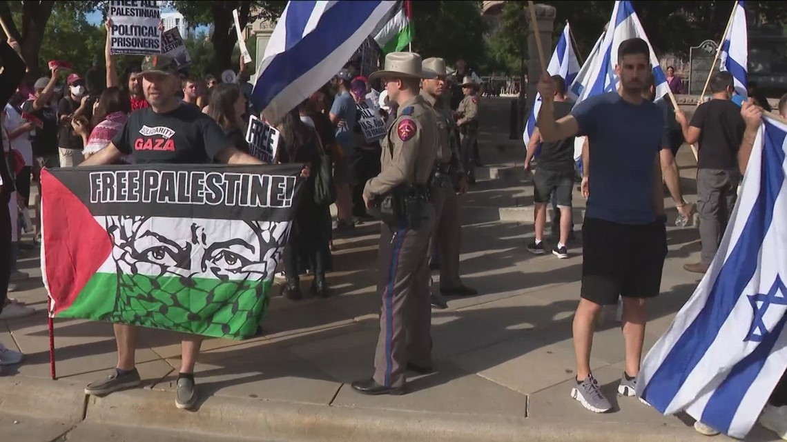 Israeli, Palestinian supporters rally at Texas State Capitol after ...