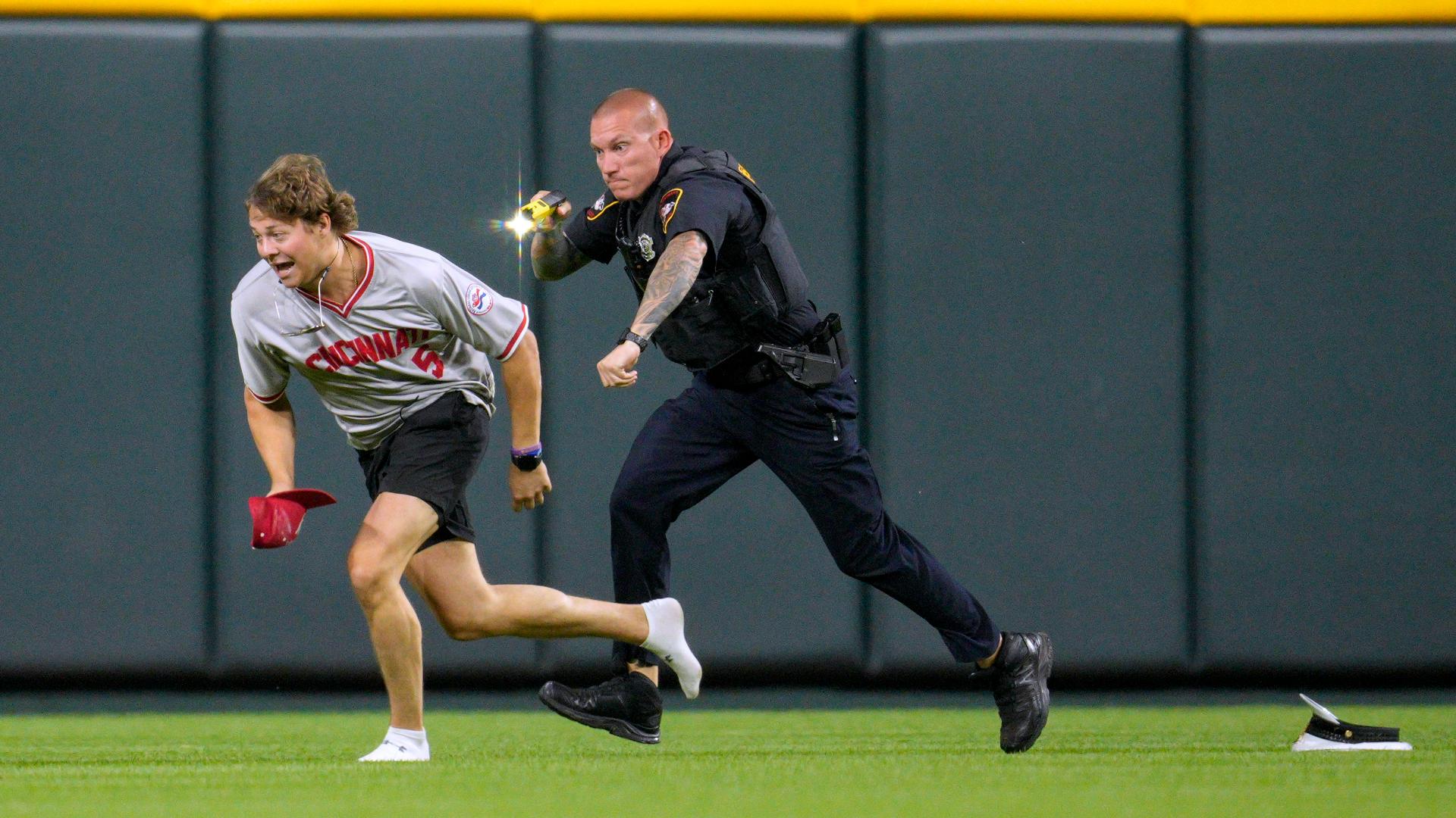 Cincinnati Reds fan runs onto field, gets Tased and arrested | kiiitv.com